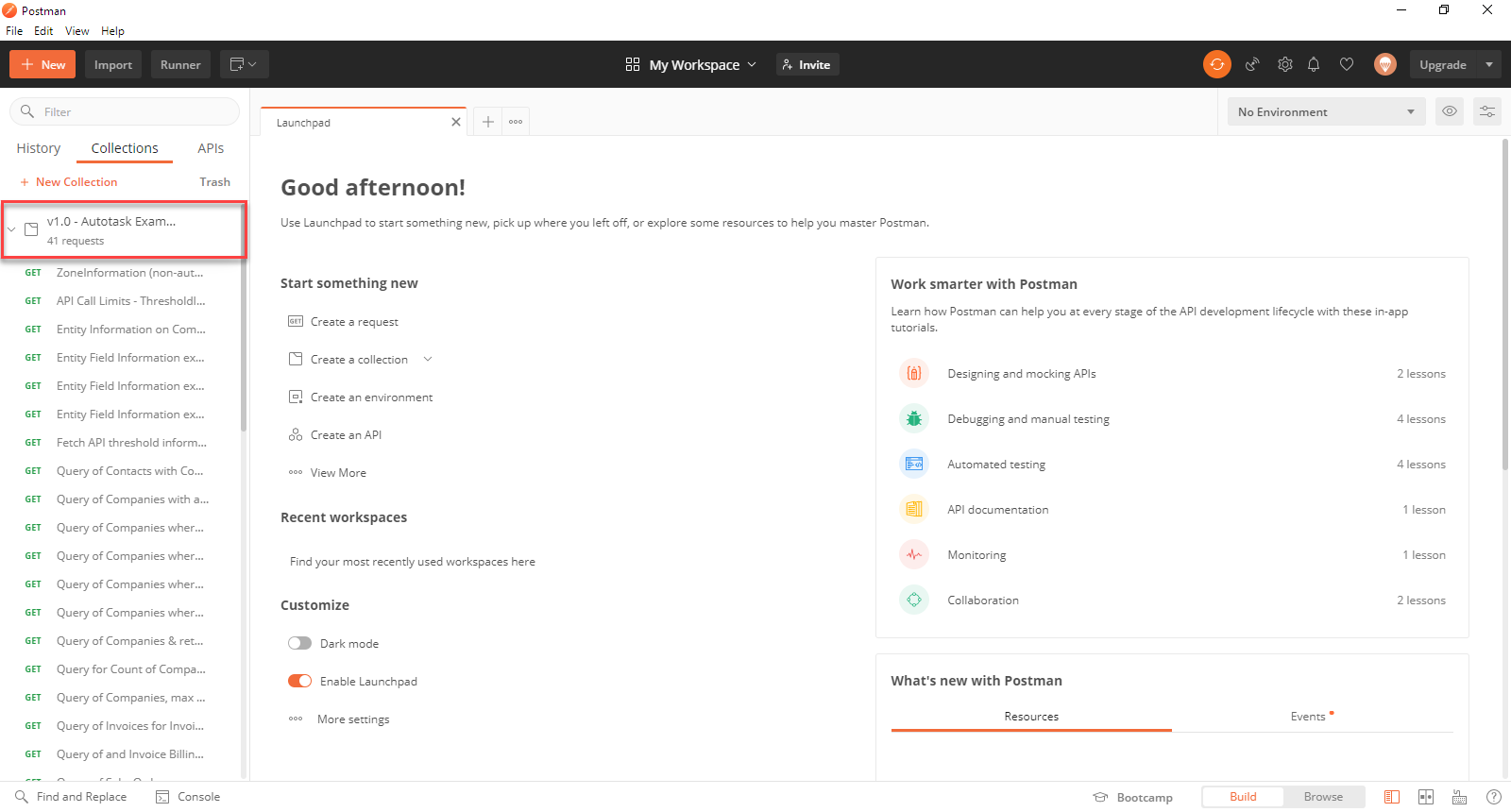 Using Postman to explore the REST API